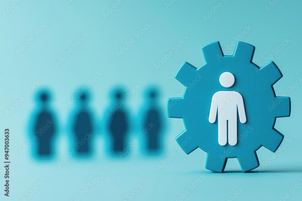 Human icon with a gear, symbolizing the integration of talent into an ...