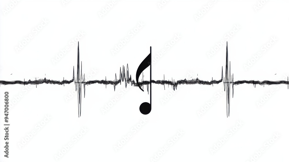 Fotografia do Stock: music note in the middle of an ekg rhythm, lineart ...
