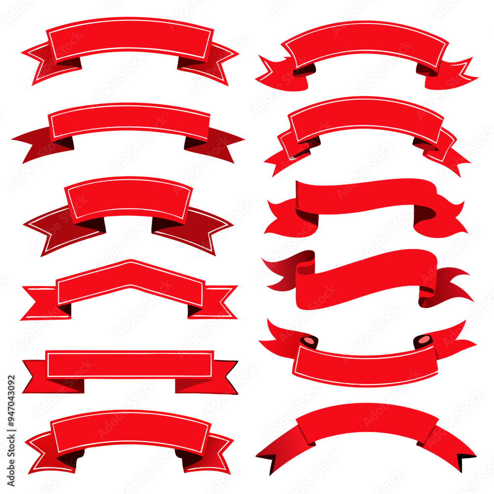 Red Ribbon Banner Set: A collection of 12 beautifully designed red ...