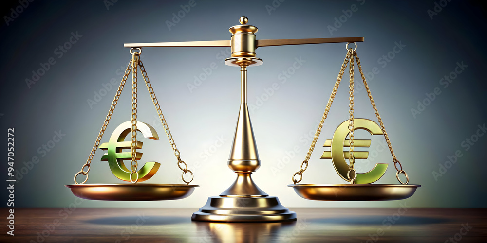 Global Currency Balance: Glowing Abstract Scales with Dollar and Euro ...