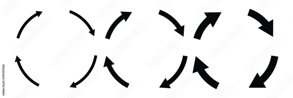 Circle arrow icon set. Round reload arrow sign, loop rotation sign ...