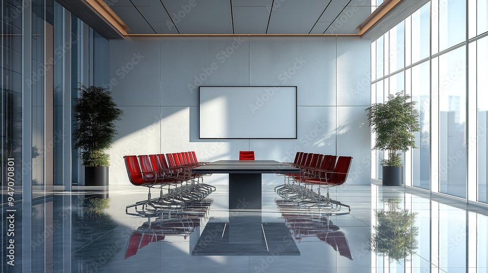 Modern conference room with sleek design and minimalist decor ...