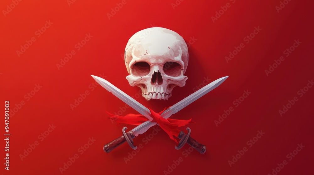 Pirate Skull and Crossed Sabers, a bold vector illustration featuring a ... Pirate Skull and Crossed Sabers, a bold vector illustration featuring a ...
