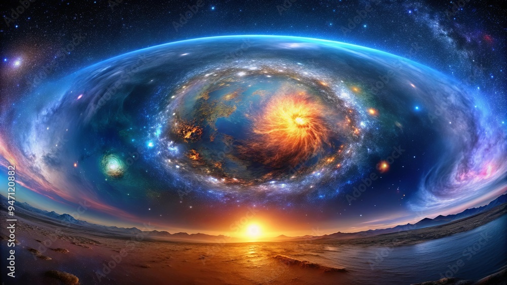 360 degree space background with vivid nebula, stars, and galaxies in ...