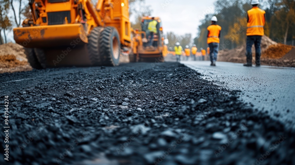 Road construction supervision team Civil engineers work at road ...
