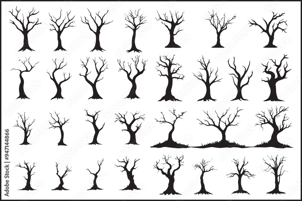 Stockvector New Trending Dead Tree, Leafless Tree, Bare Tree, Winter ...