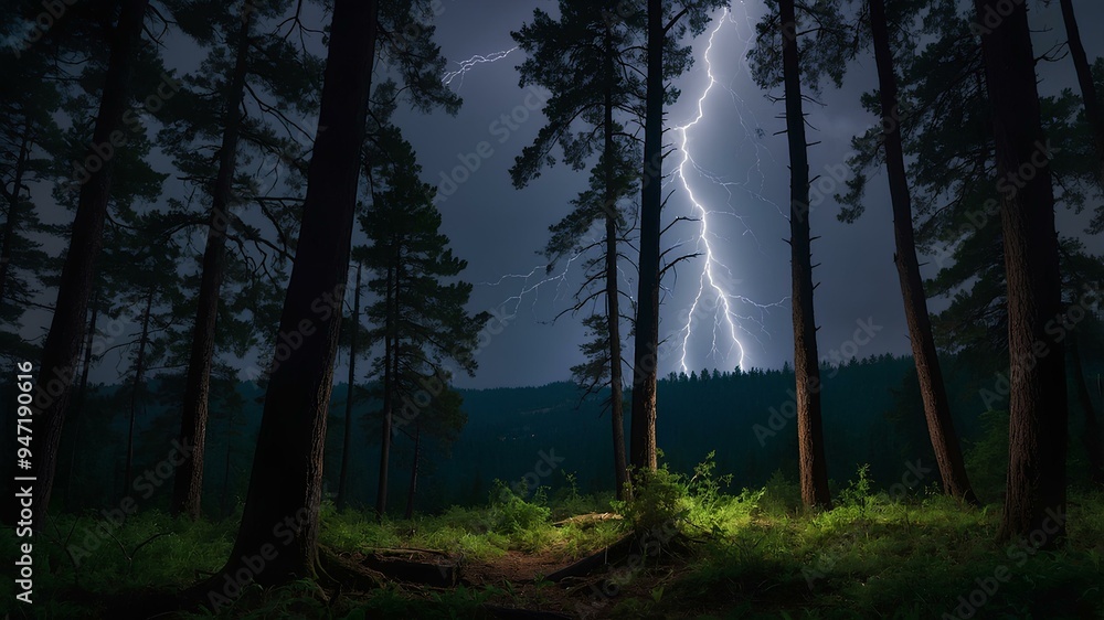 Lightning illuminating the Black Forest. Haunting beauty, light through ...