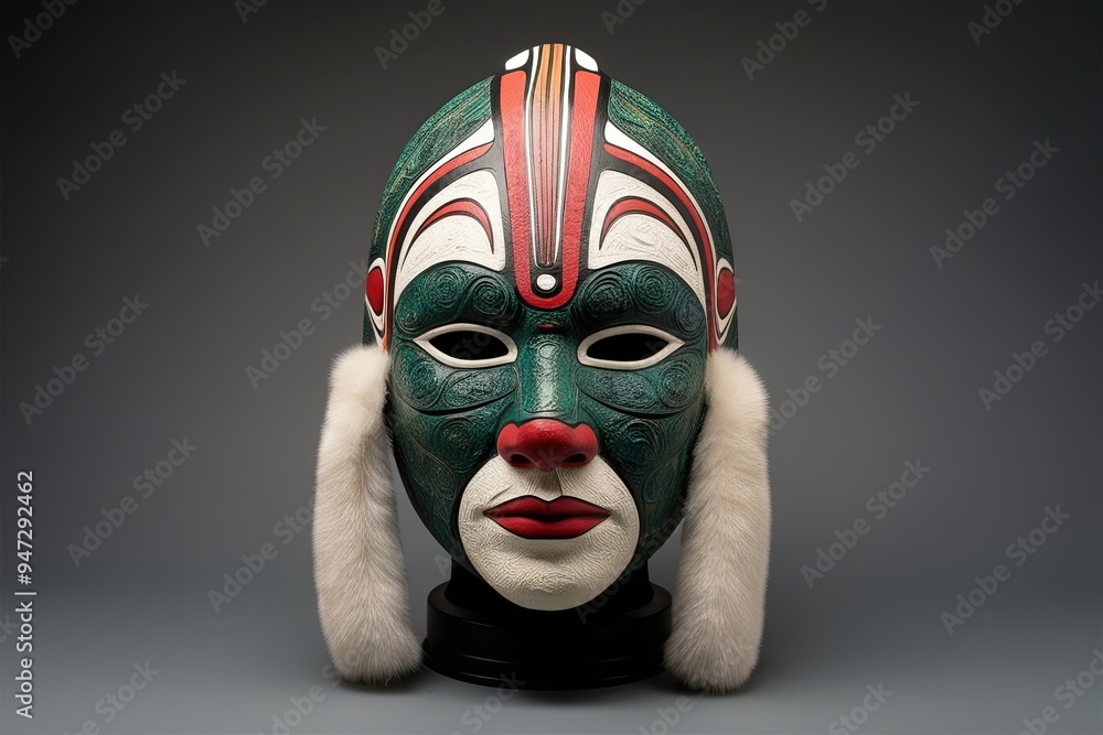 Inuit and Haida Inspired Textured Face Mask Art in Vivid Nature Colors ...