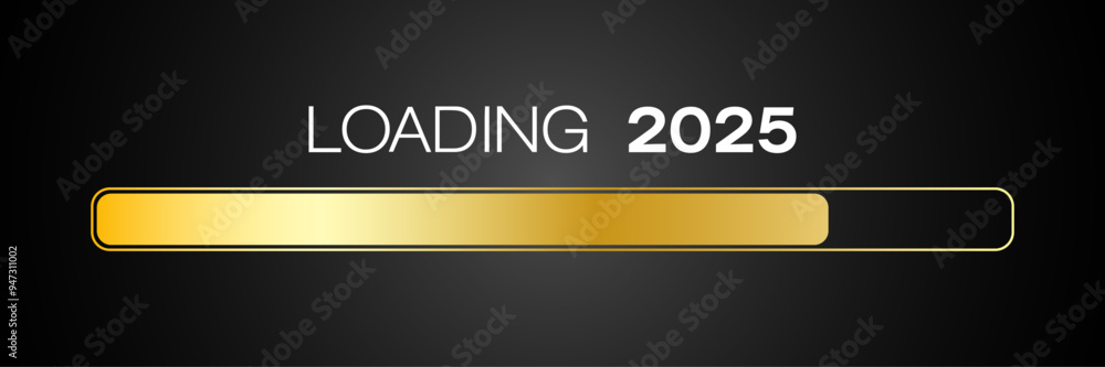 Vector of a loading bar in gold with the message loading 2025. Stock ...