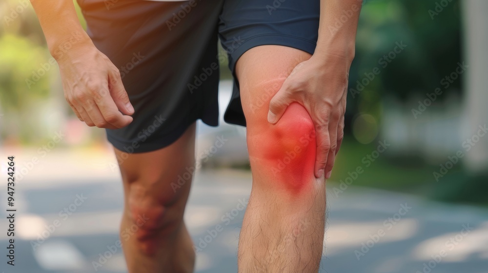 Knee pain in detail picture of knee bone sports injuries Stock Photo ...