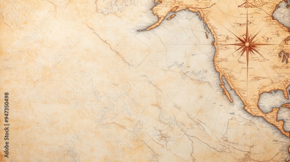 A vintage engraving of an old-world sailing chart with detailed ...