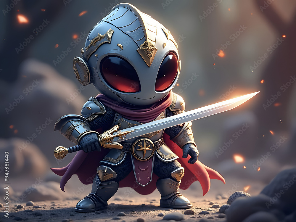 Big Red Eyes Knight Helmet Skully Red Cape Chibi Kawaii Skeleton Knight ...