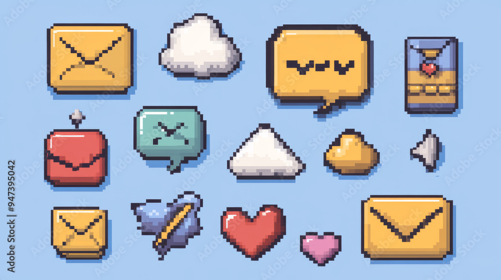8-bit pixel art speech bubbles and message dialog boxes, vector icons ...