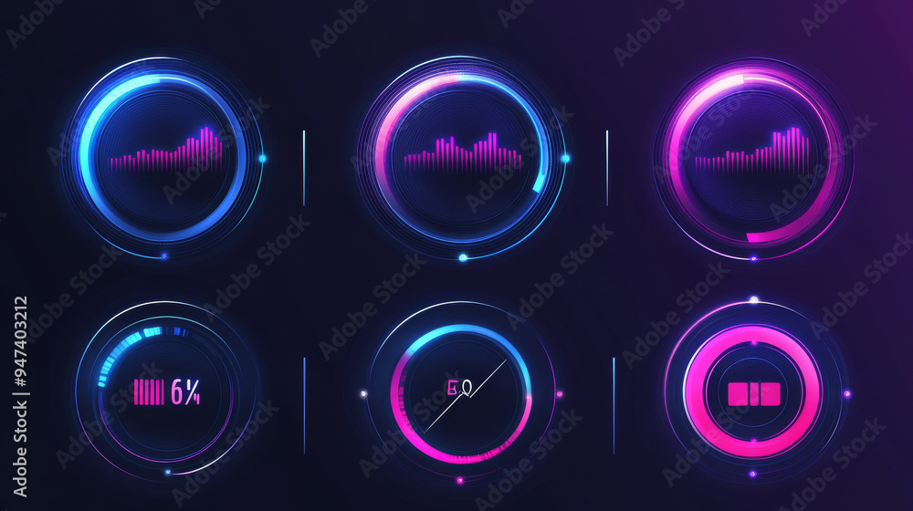 Progress indicators, including load or download and upload icons for ...