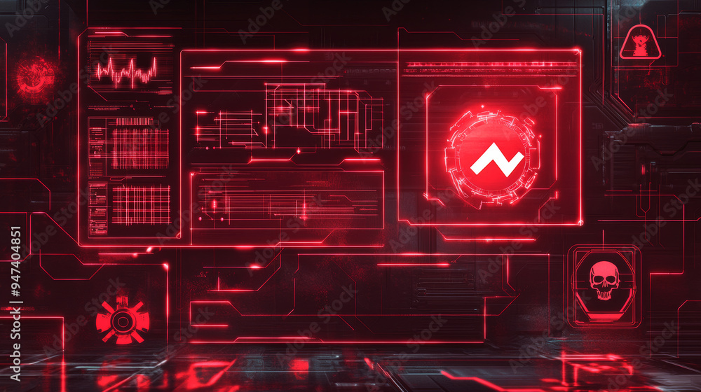 Danger and warning red frames, featuring vector HUD interface caution ...