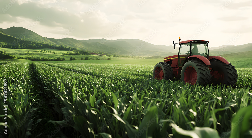 Motivational Video of a Tractor in a Cornfield with Golden Sunset Light ...