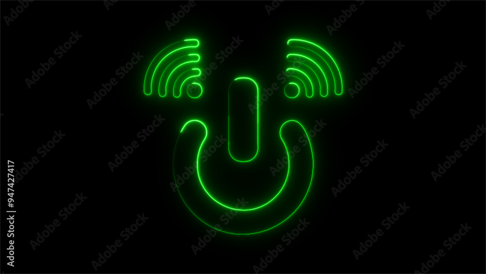 Neon Smart Power Icon, Glowing Wi-Fi and Power Symbol, Futuristic ...