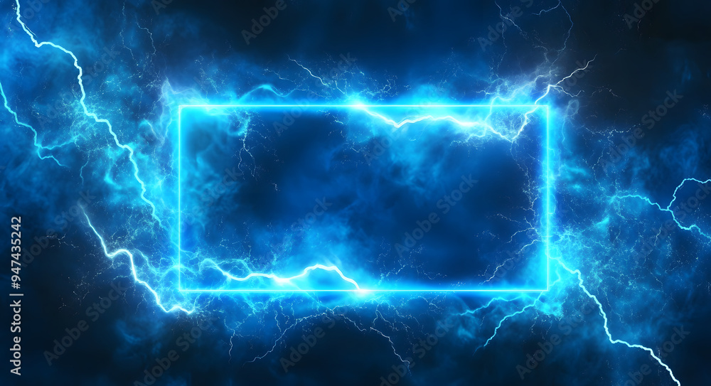 Abstract Blue Lightning Background with a Thunderous Storm Effect ...