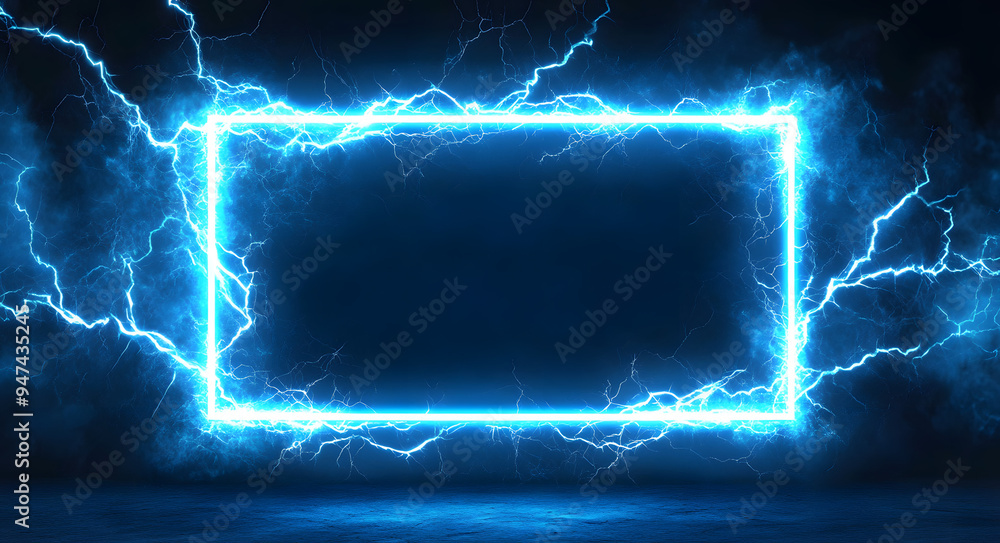 Abstract Blue Lightning Background with a Thunderous Storm Effect ...