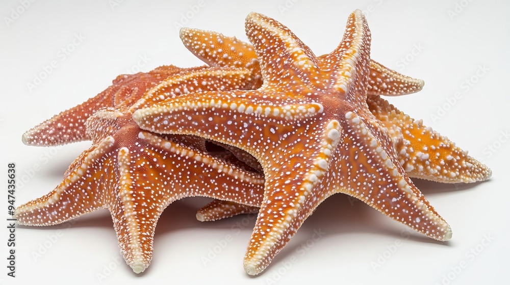 Starfish collection top view, isolated on white, close-up shot, ultra ...