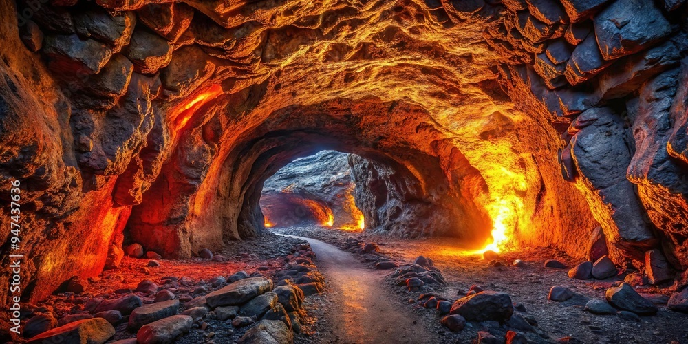 Deep within the Earth's crust lies a sweltering Lava Cave Tunnel, a ...