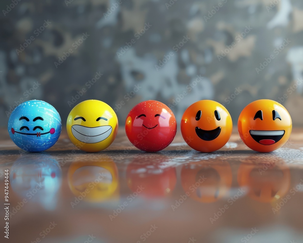 A selection of 3D emojis with diverse emotions, placed on a smooth ...