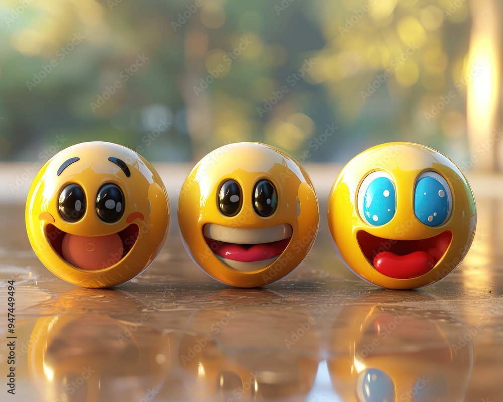 A selection of 3D emojis with diverse emotions, placed on a smooth ...