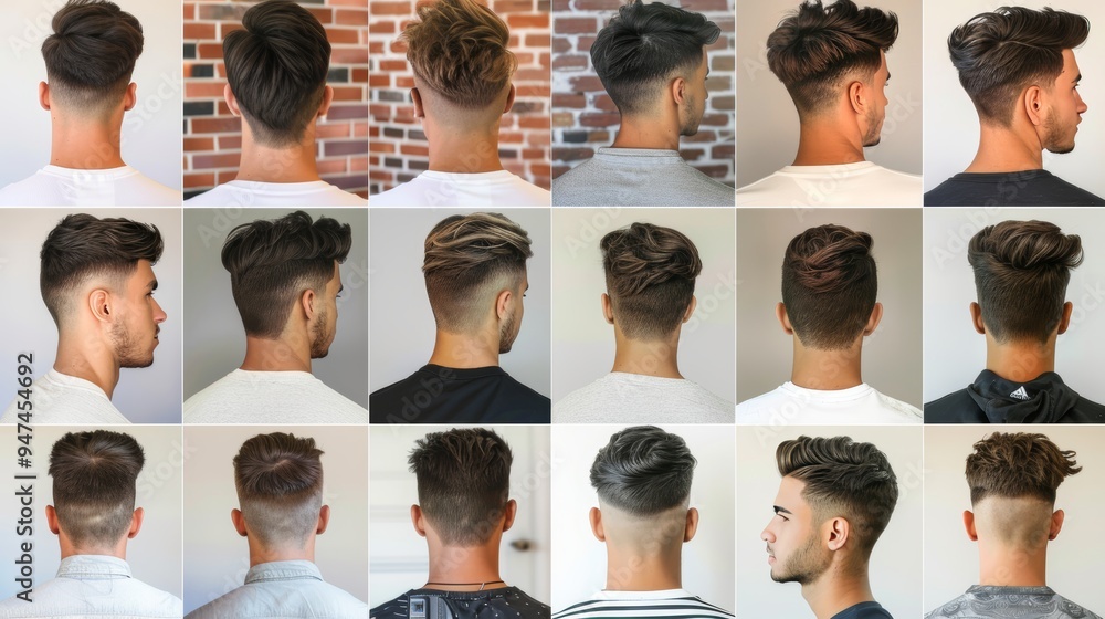 Diverse men s hairstyles from the back a stylish collage showcasing ...