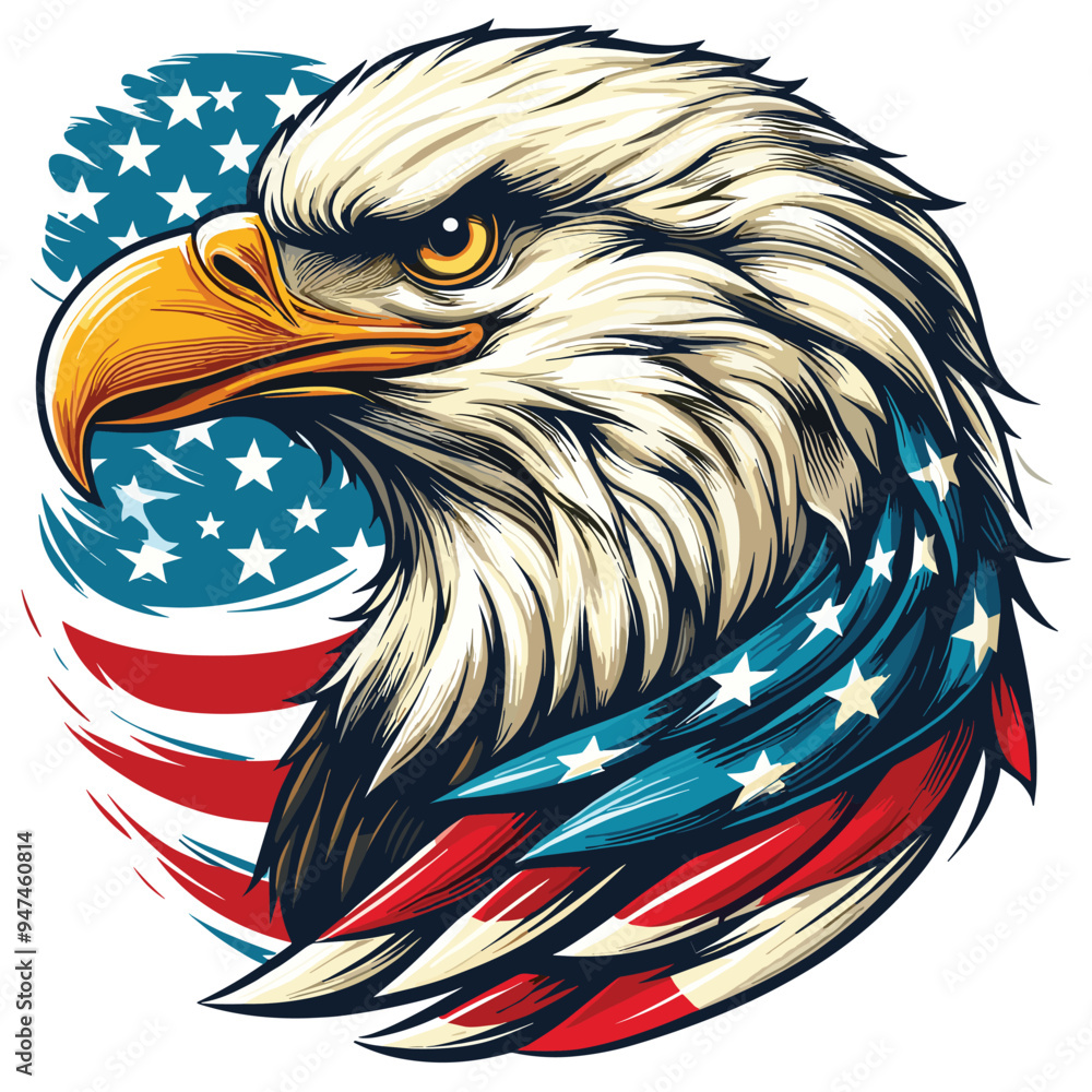 Majestic eagle illustration in patriotic colors, vector artwork ...
