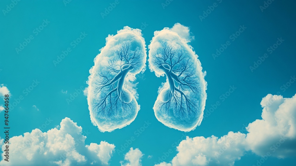Celebrate World Pneumonia Day with a human lung-shaped cloud in a blue ...