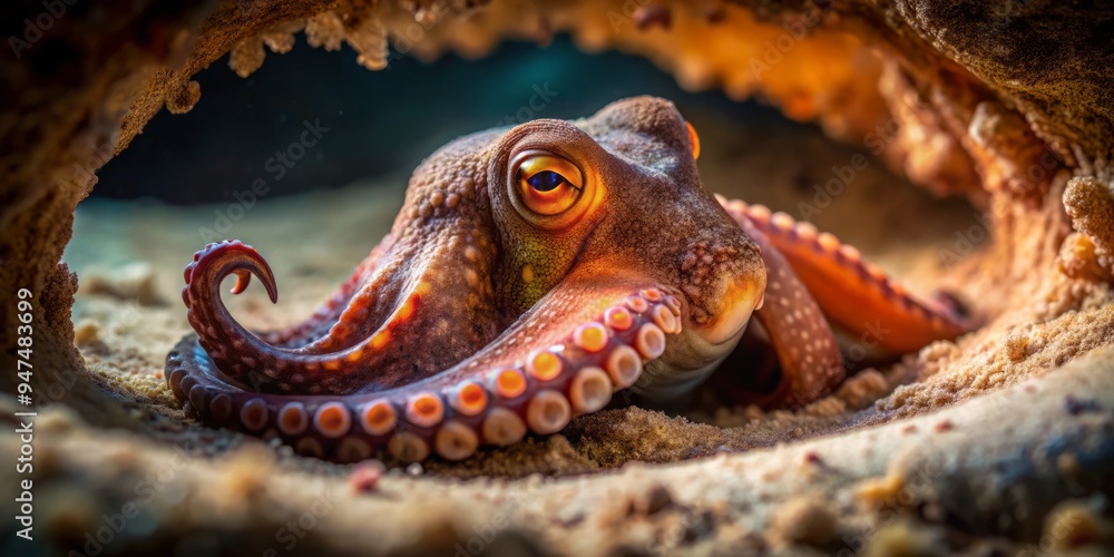Shrouded in mystery, the Common Octopus's emergence is both alluring ...