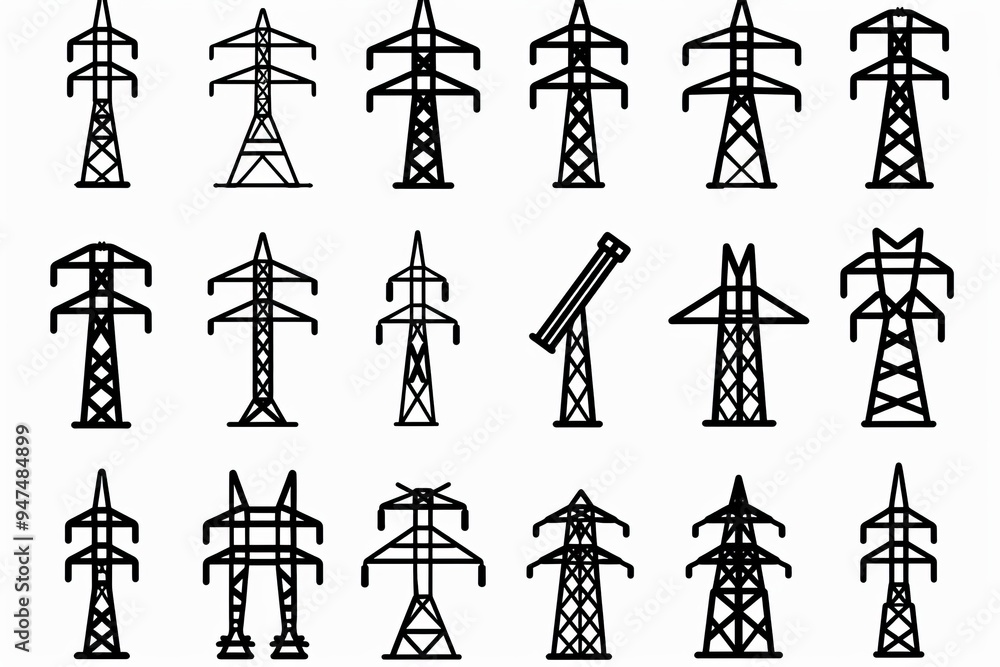 Power line icon, electric main symbol, electric line emblem, power ...