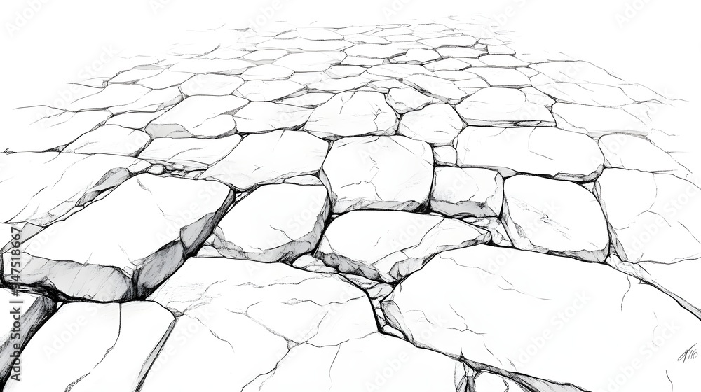 Sketch-style depiction of cobblestones with sand in the joints ...