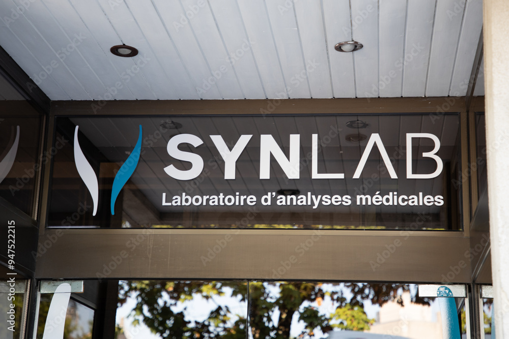 Synlab logo brand and text sign front lab chain of french Medical ...