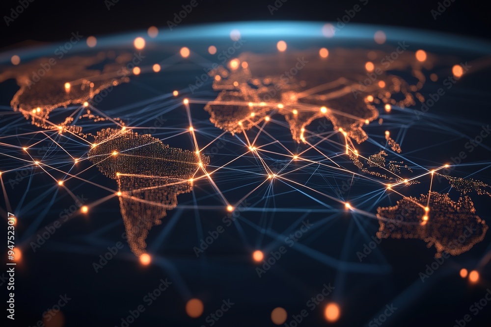 Digital globe with illuminated nodes and connections Stock Illustration ...