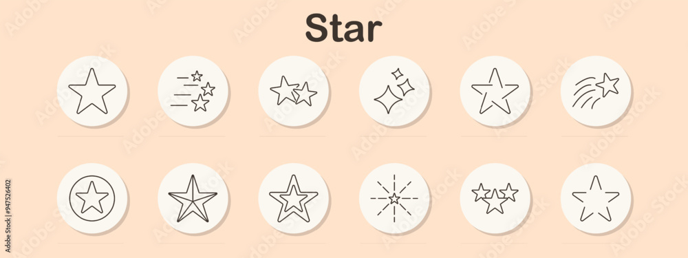 Star icon set. Various star symbols including shooting star, sparkling ...