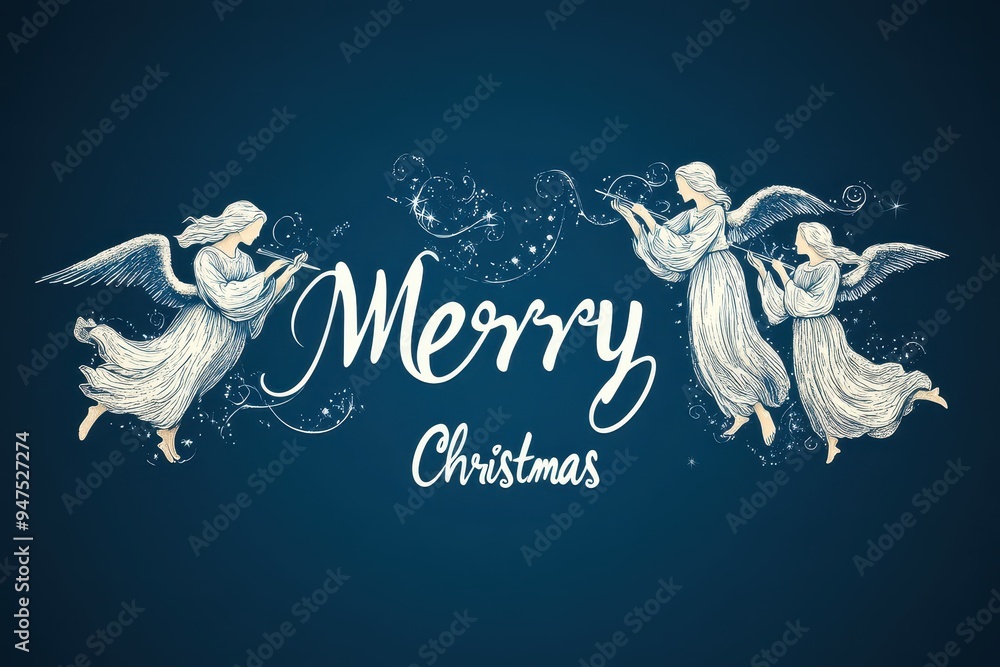 Christmas Angels Collage: Images of angels in flowing robes, playing ...