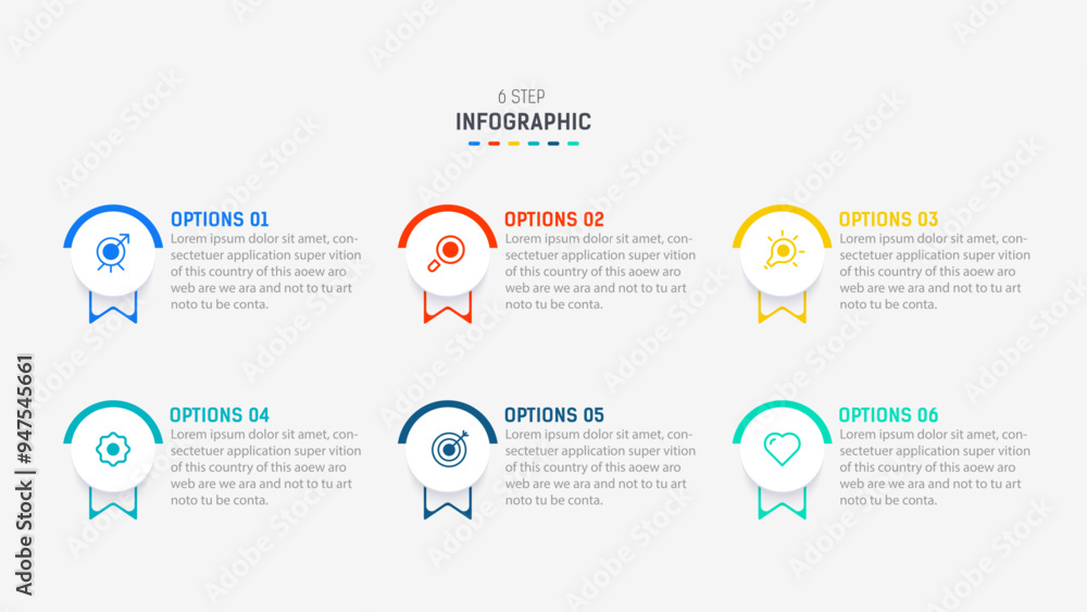 Business infographics design for Six Step, option, parts or process ...