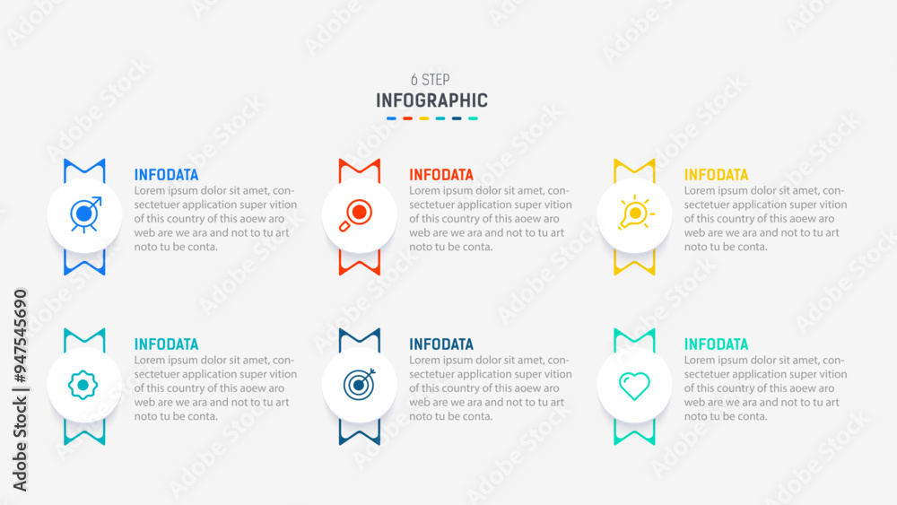 Business infographics design for Six Step, option, parts or process ...