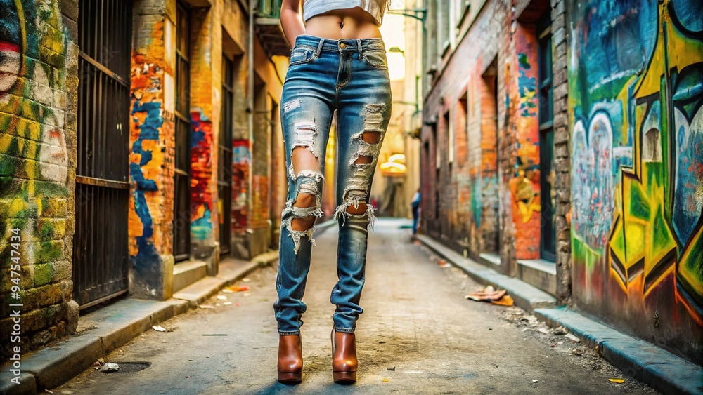 Rewritten in a sunlit alley, bold jeans worn with a reckless charm ...