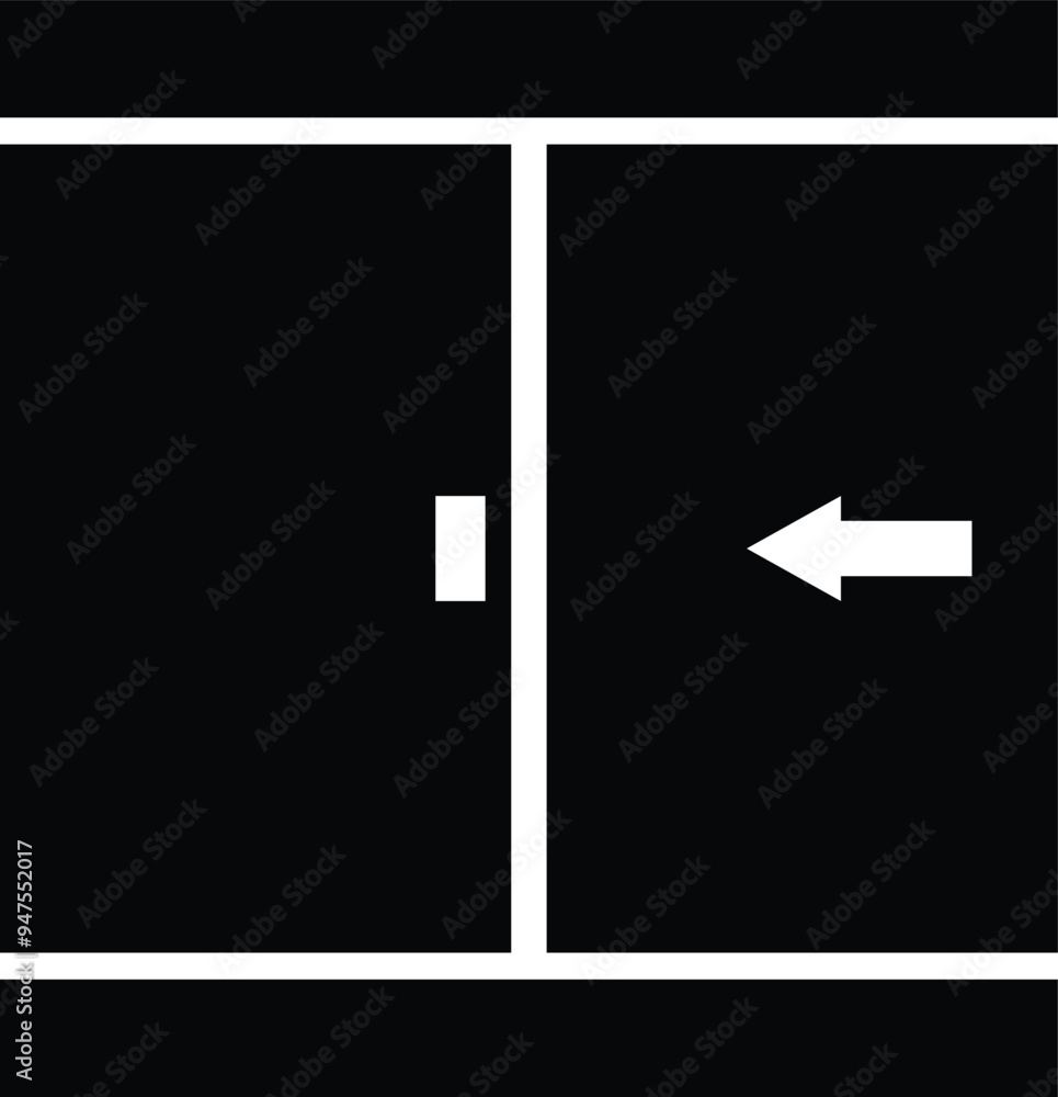 Sliding door icon. Slide to open door arrow sign. Sliding door open ...