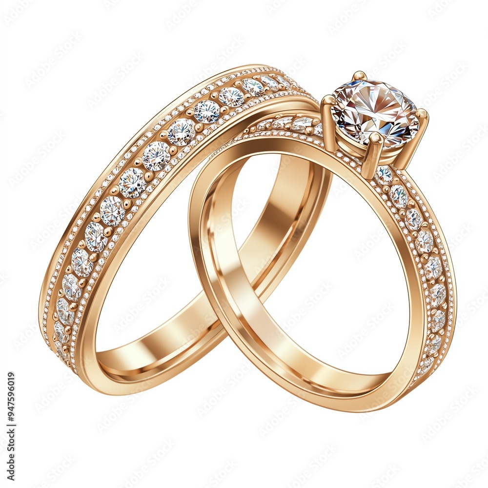 A wedding ring set clipart, symbol of commitment, realistic style, with ...