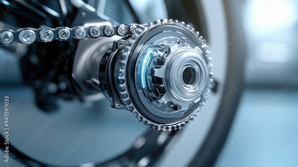 Minimalist depiction of a factory chain drive, highlighting clean lines ...