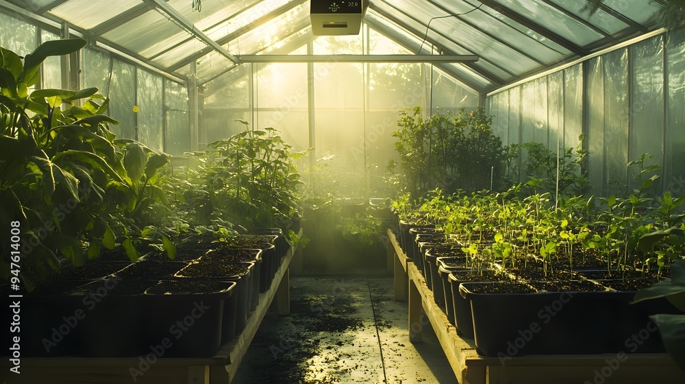 Photograph of an innovative greenhouse with IoT controlled temperature ...