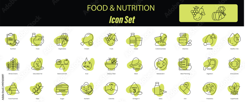 Ultimate Nutrition and Wellness Vector Icons: Nutrition, Food ...