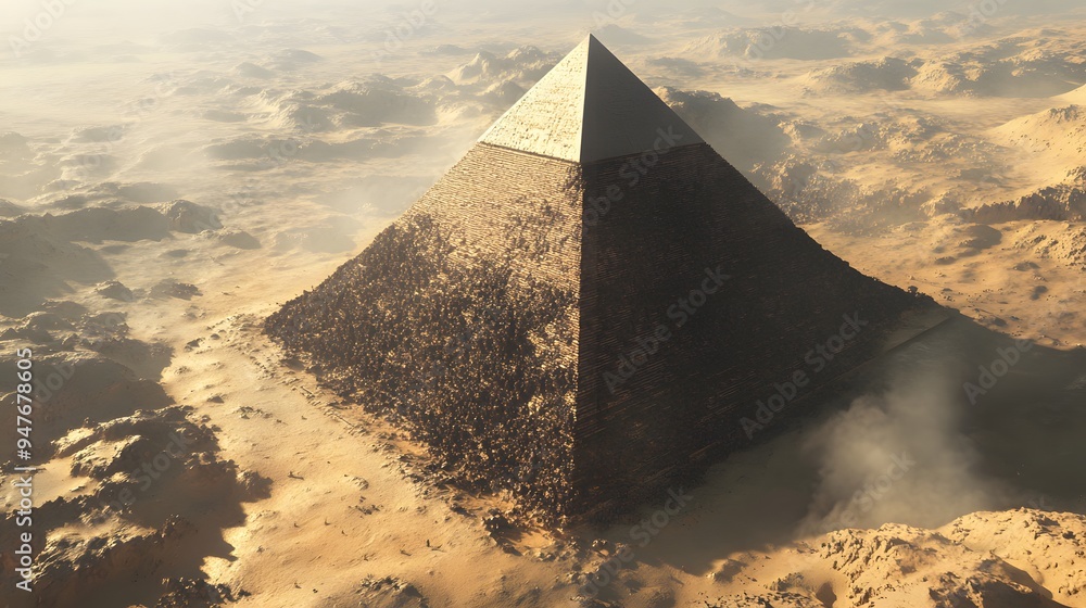 17. "A stunning 3D model of an ancient pyramid surrounded by arid ...