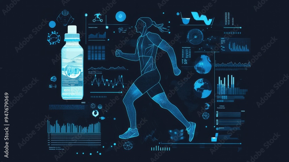 Dynamic infographic on nutrition and hydration, showcasing key elements ...