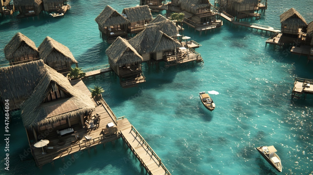 169. "A stunning 3D model of a luxury resort with overwater bungalows ...