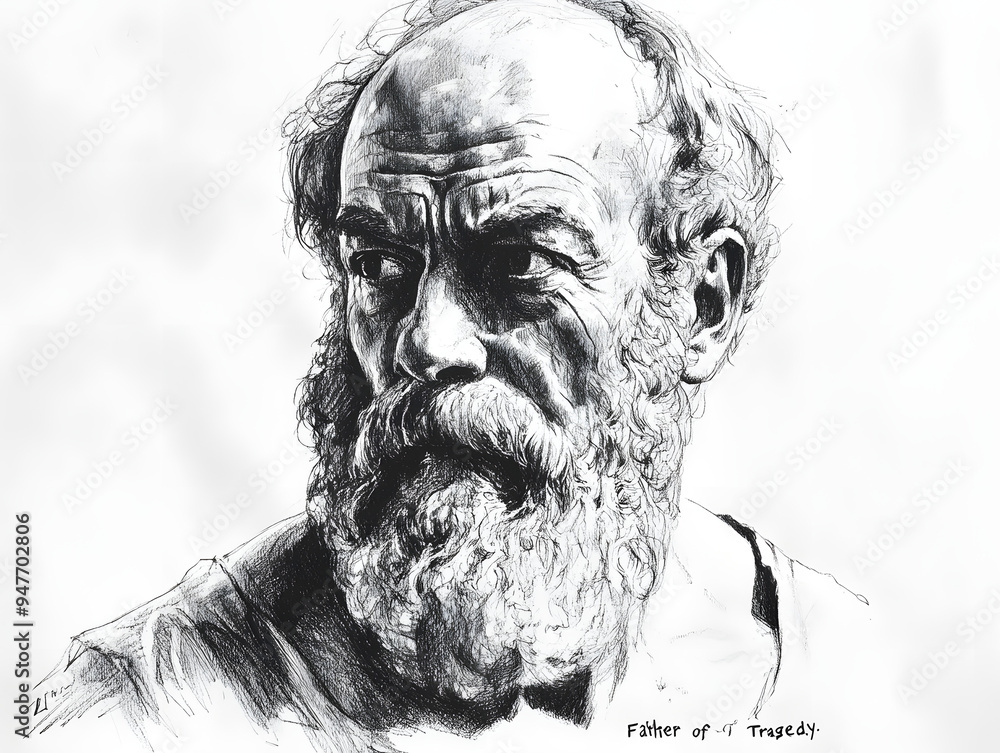 pencil sketch of Aeschylus - Often called the "Father of Tragedy ...