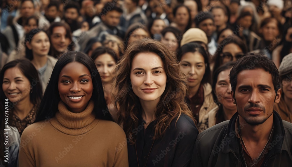 Diversity, crowd, multicultural, smiling, community, urban, young ...